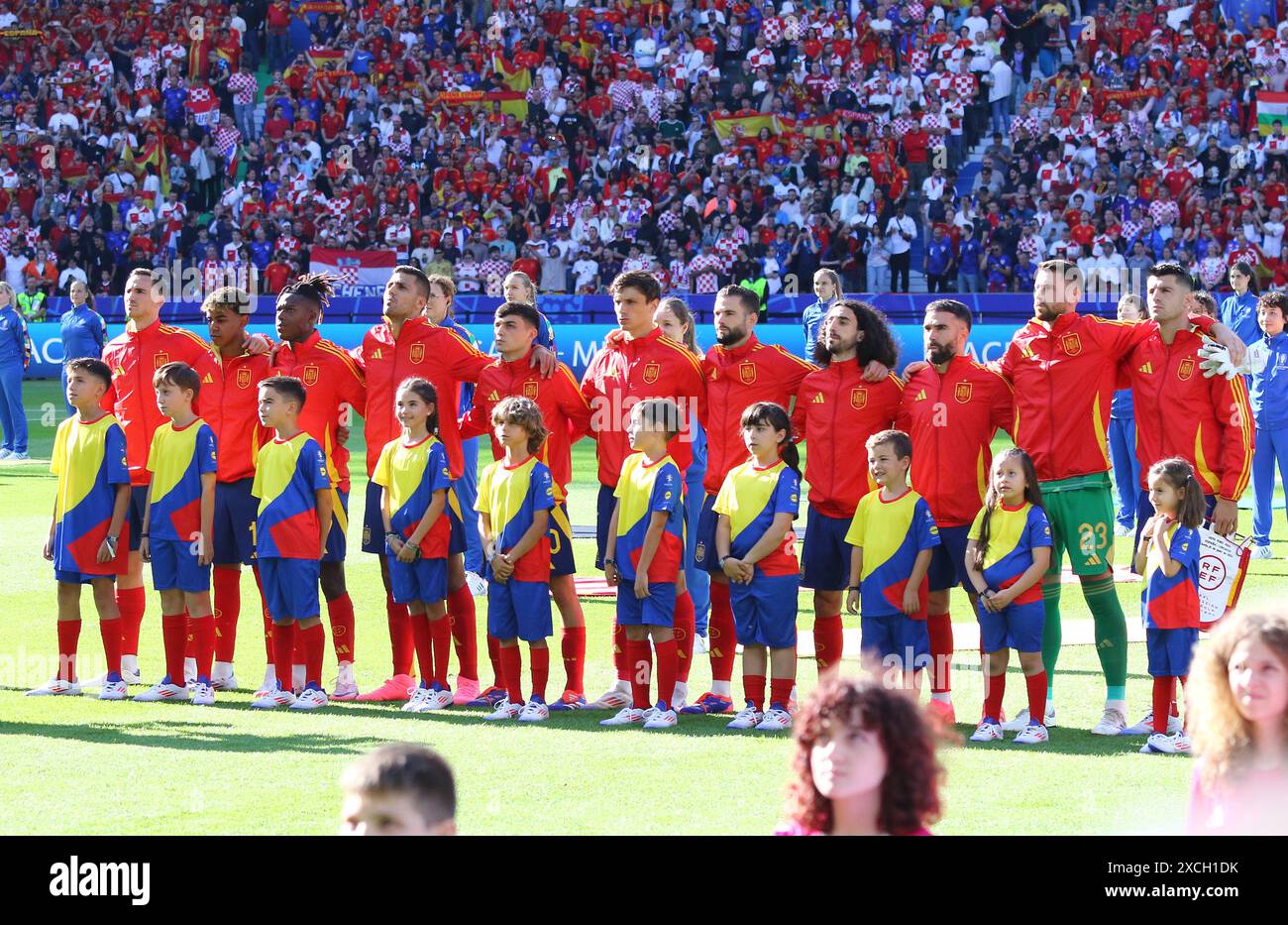Berlin, Germany - June 15, 2024: Players of Spain National Team listen ...