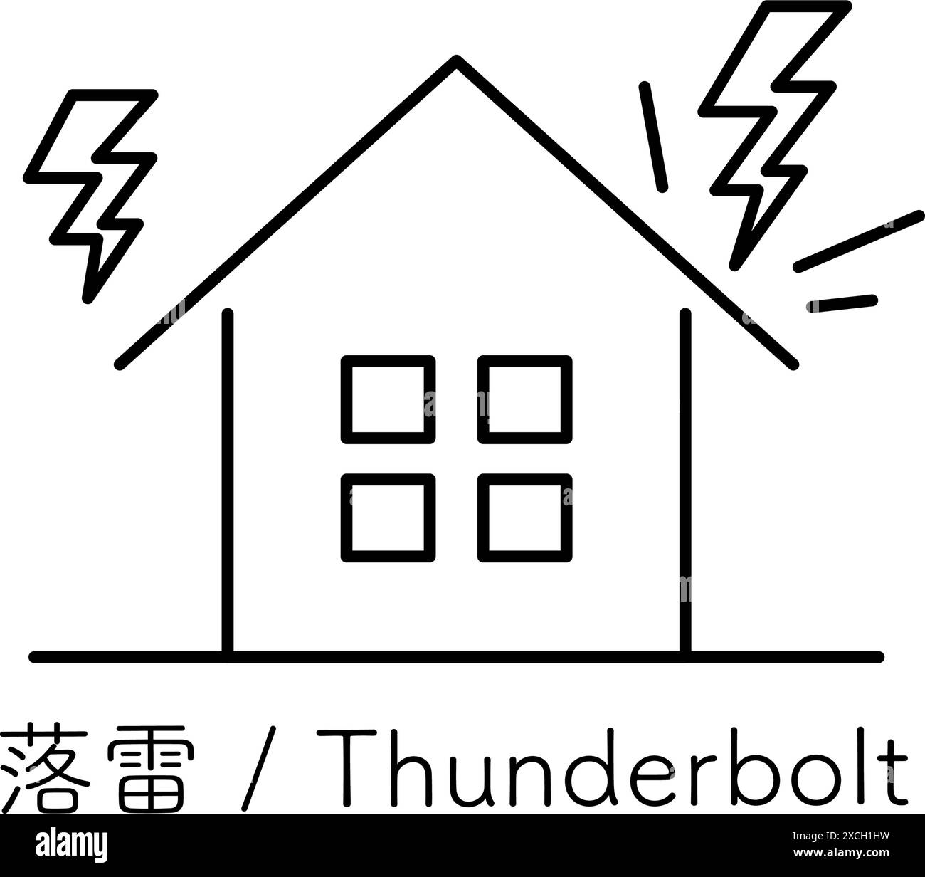 Simple line drawing icon of natural disasters, Thunderbolt, Vector ...