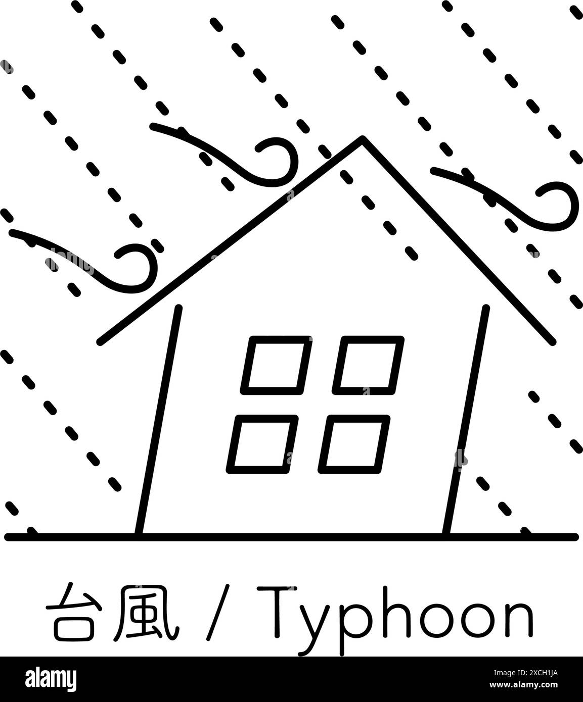 Simple line drawing icon of natural disasters, Typhoon, Vector ...