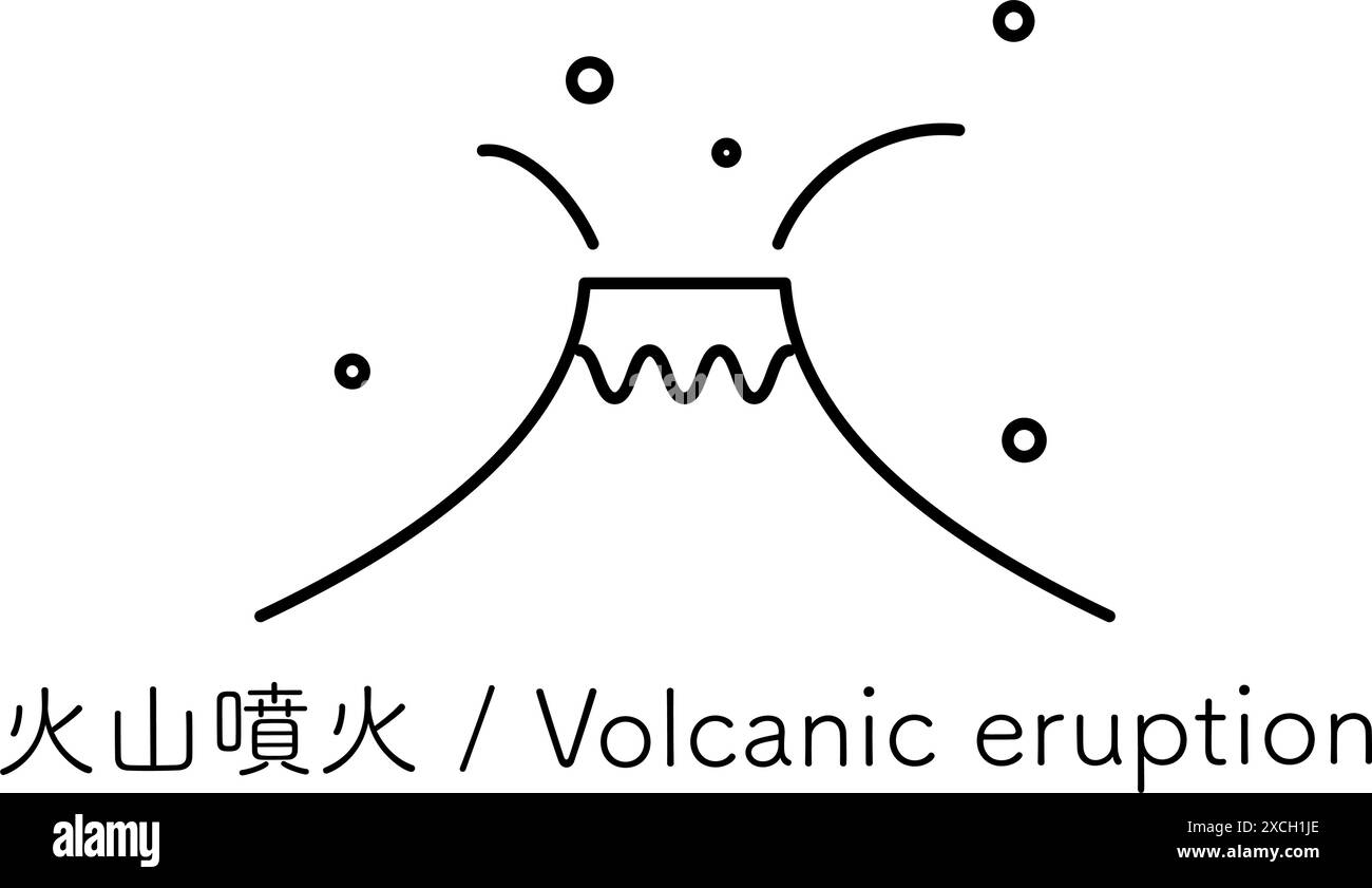 Simple line drawing icon of natural disasters, Volcanic eruption, Vector Illustration Stock ...