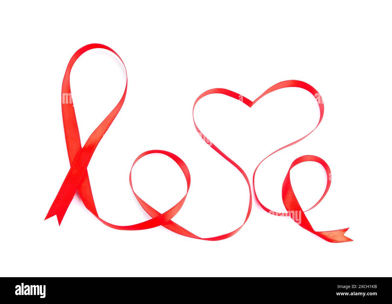 red love ribbon bow isolated on white background Stock Photo - Alamy