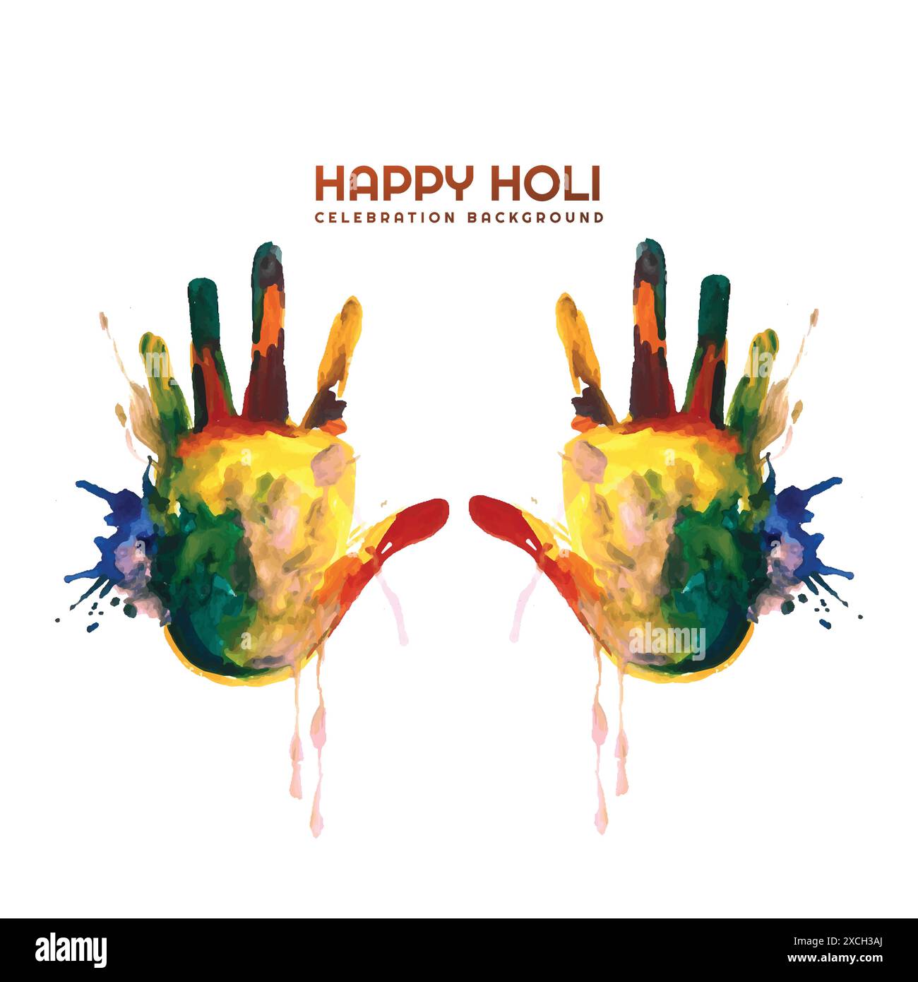 Holi festival with colorful handprint card background Stock Vector ...
