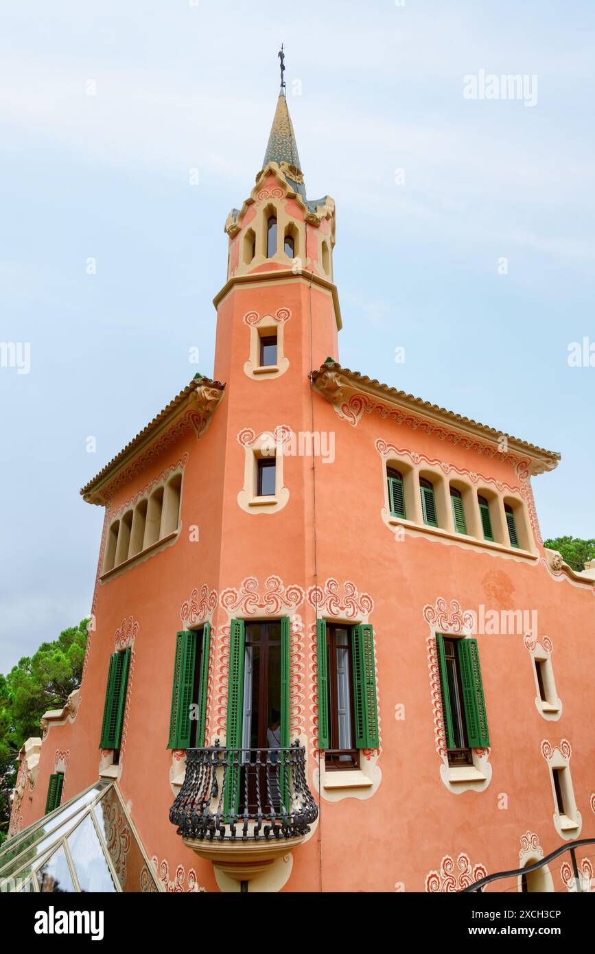 Scenic view of the Gaudi House Museum at the Park Guell in Barcelona ...