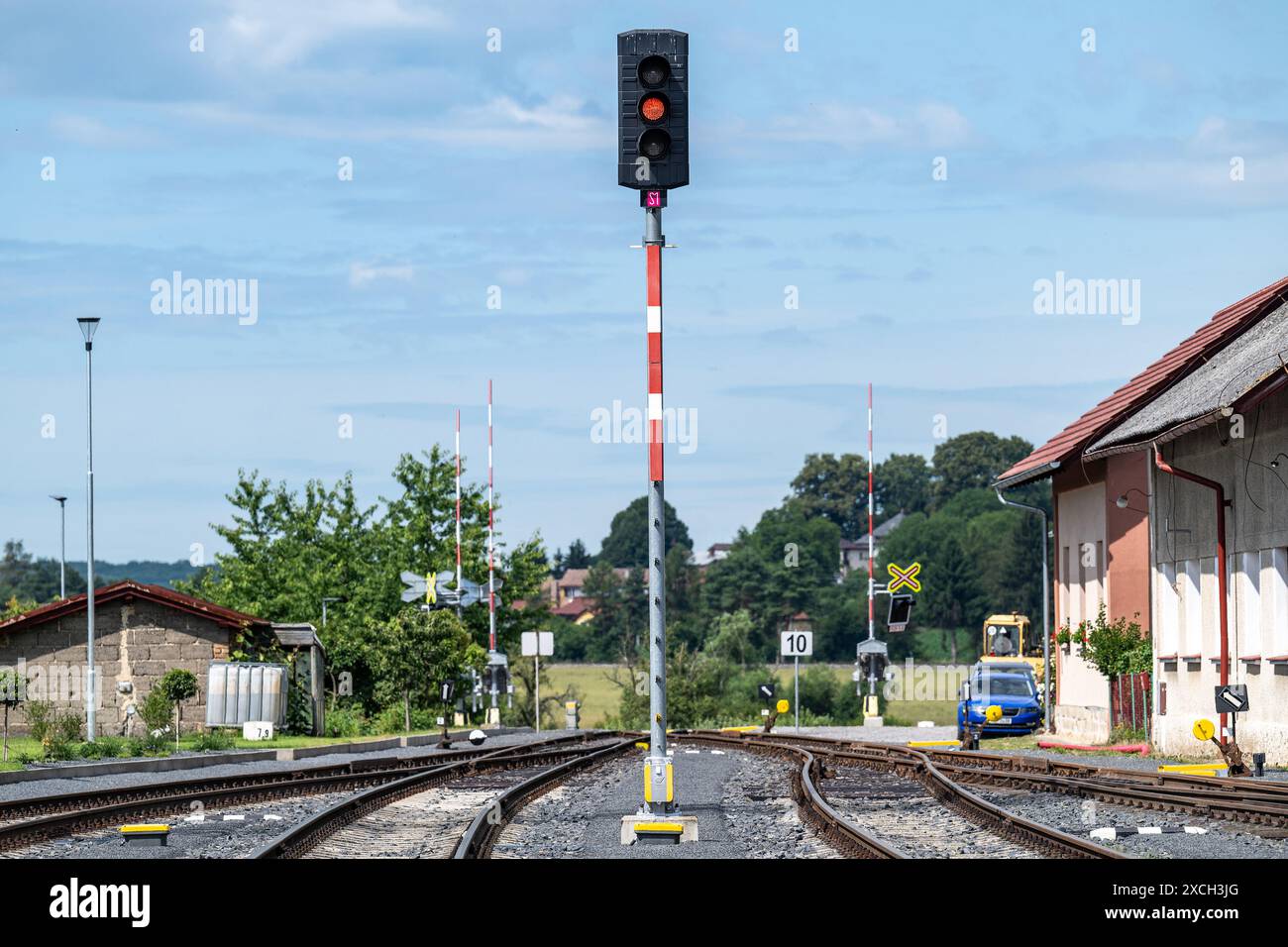 Detenice, Czech Republic. 17th June, 2024. The Detenice railway station ...