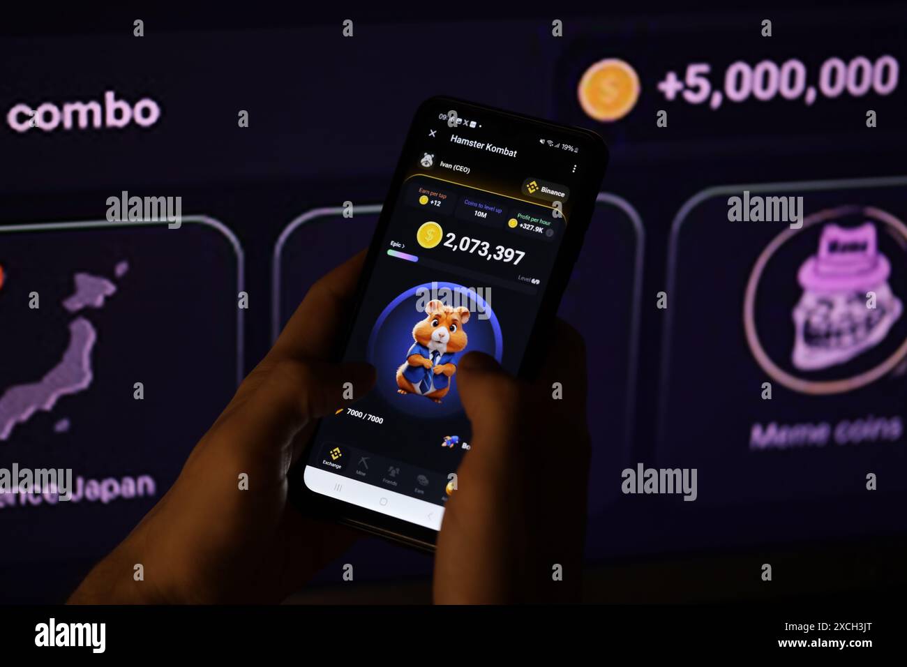 KYIV, UKRAINE - APRIL 20, 2024 Hamster Kombat telegram bot on ...