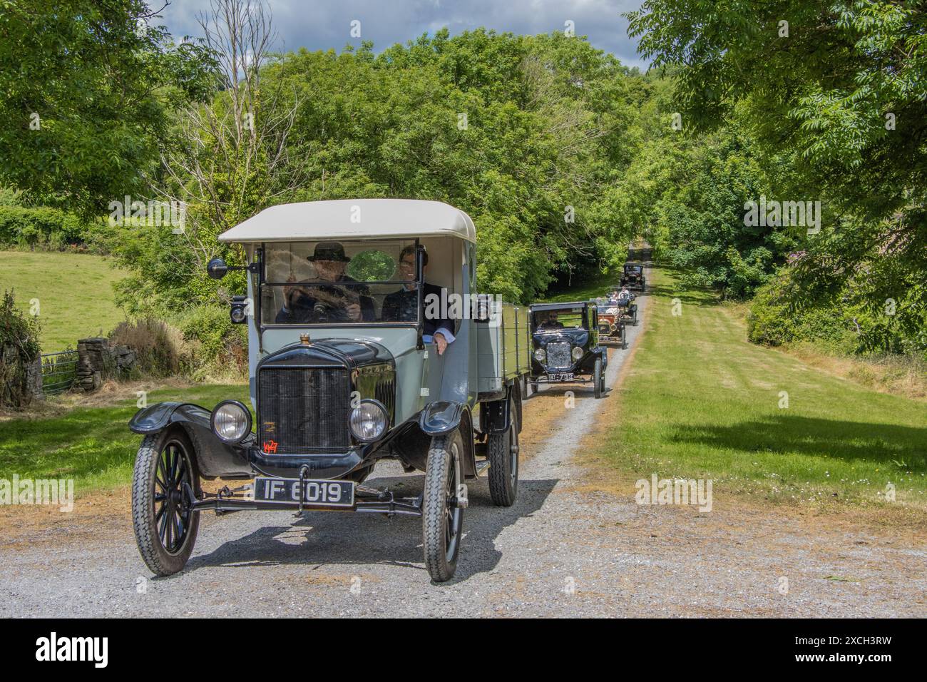 Irish Model T cars on a road run near Kilbrittain, Co. Cork, June 2024 ...