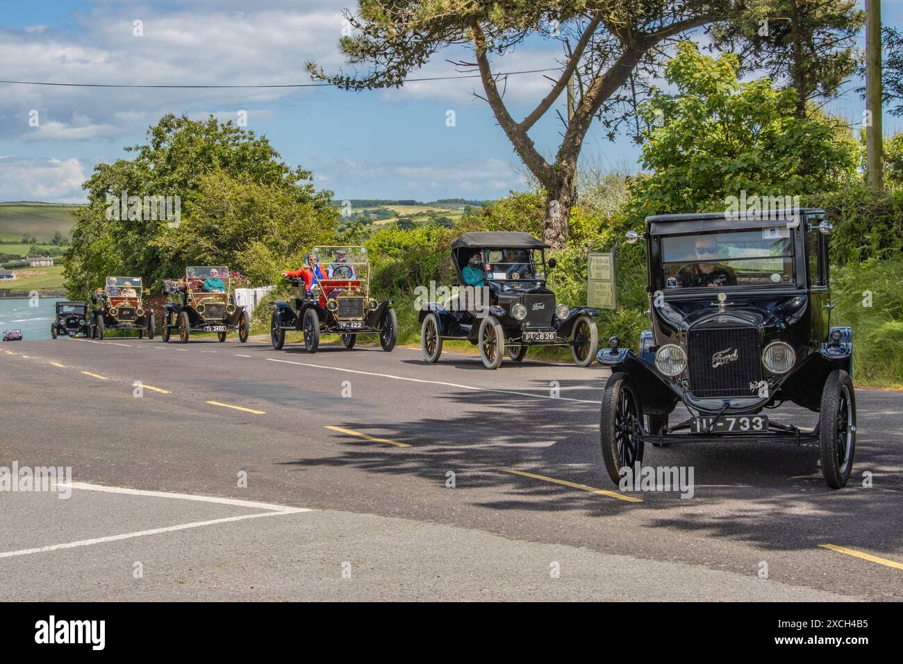 Irish Model T cars on a road run near Kilbrittain, Co. Cork, June 2024 ...