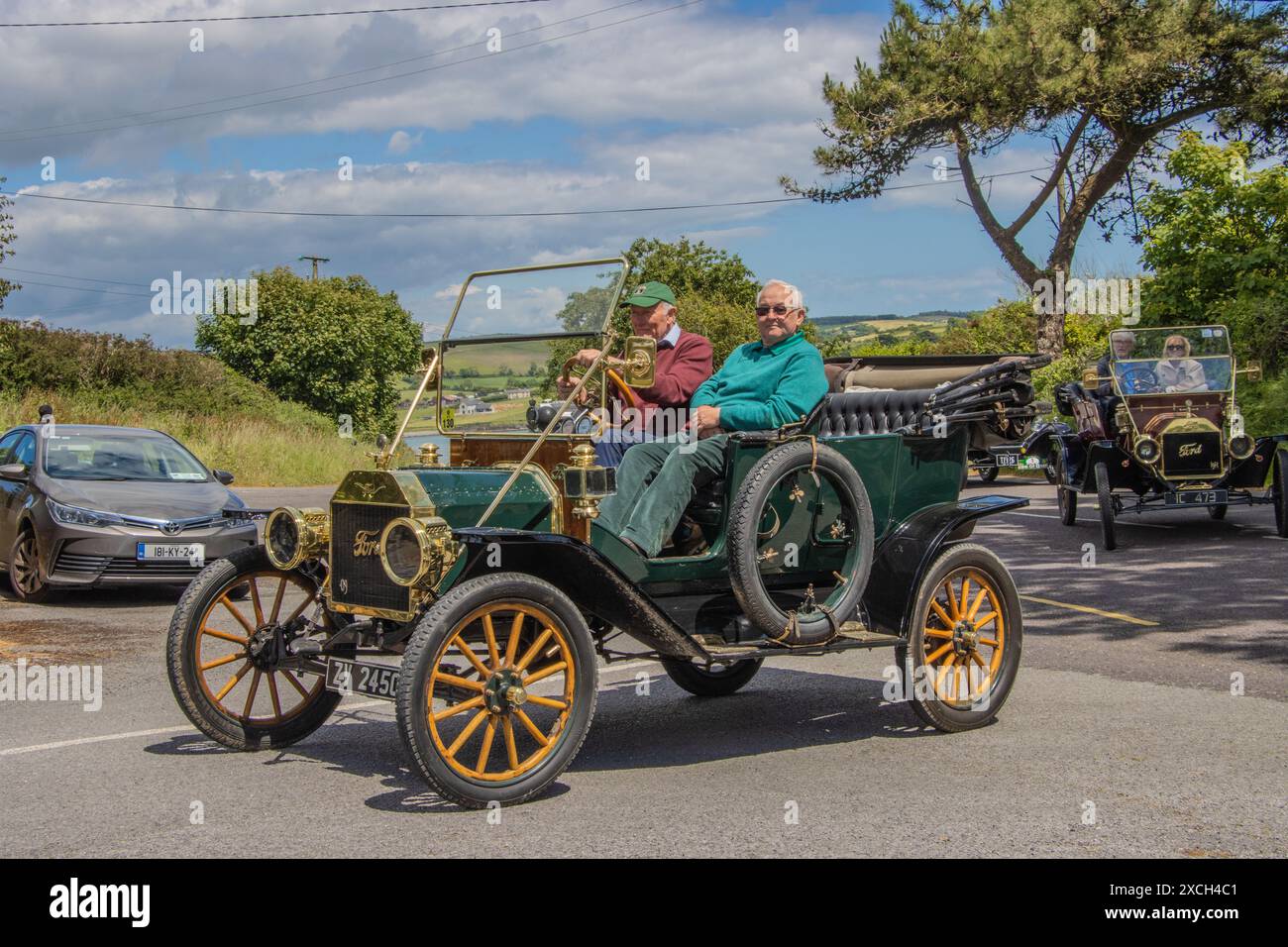 Irish Model T cars on a road run near Kilbrittain, Co. Cork, June 2024 ...