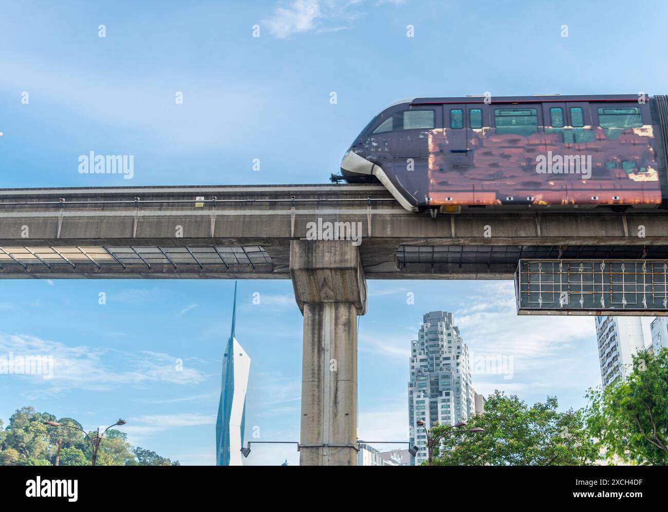 A modern efficient integrated transport network,running over tall ...