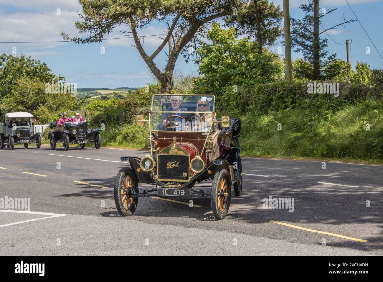 Irish Model T cars on a road run near Kilbrittain, Co. Cork, June 2024 ...