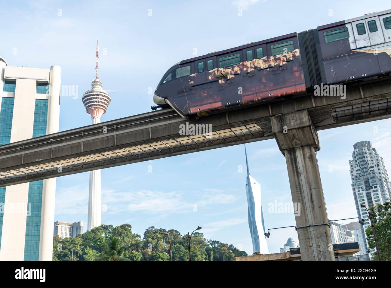 A modern efficient integrated transport network,running over tall ...