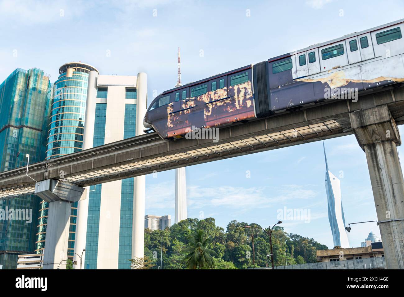 A modern efficient integrated transport network,running over tall ...