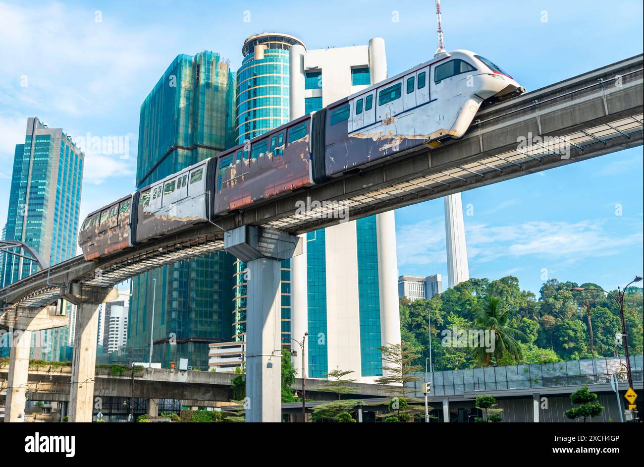 A modern efficient integrated transport network,running over tall ...