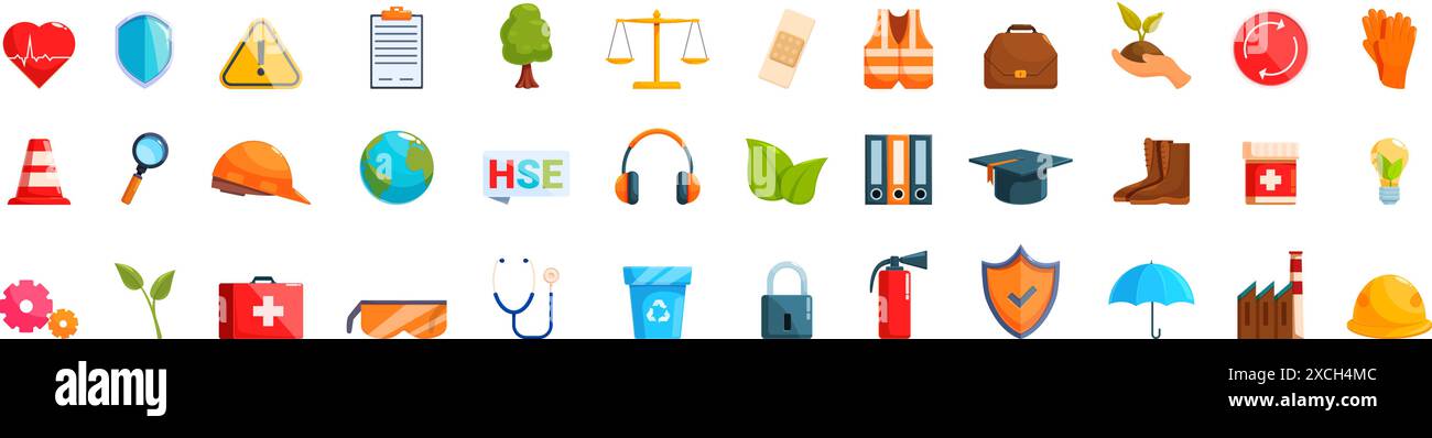 HSE icons set. Health safety environment and security icon set for ...