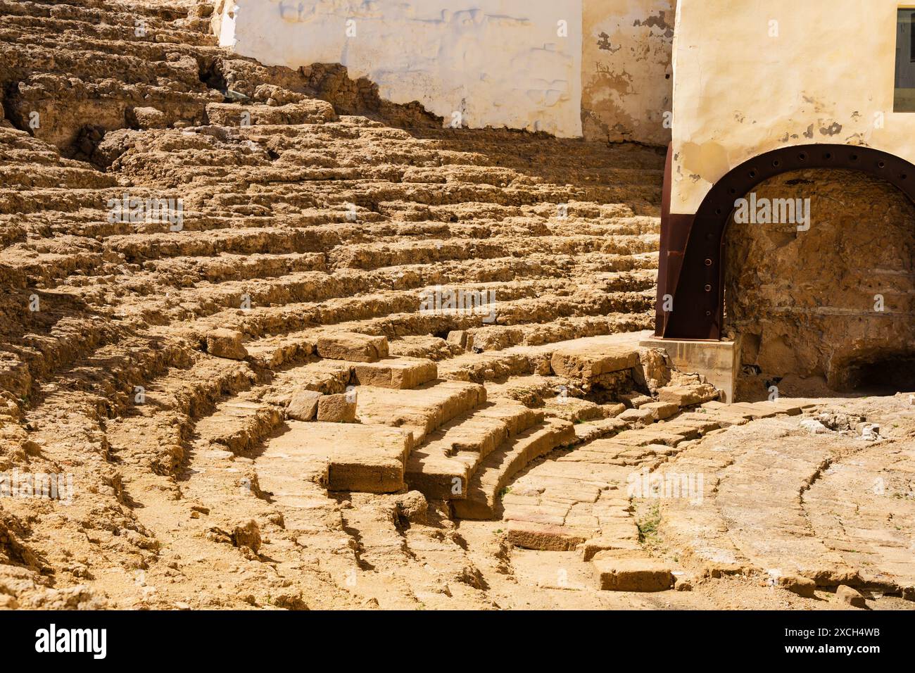 Partly excavated ruins of the ancient Roman theatre, Teatro Romano de ...
