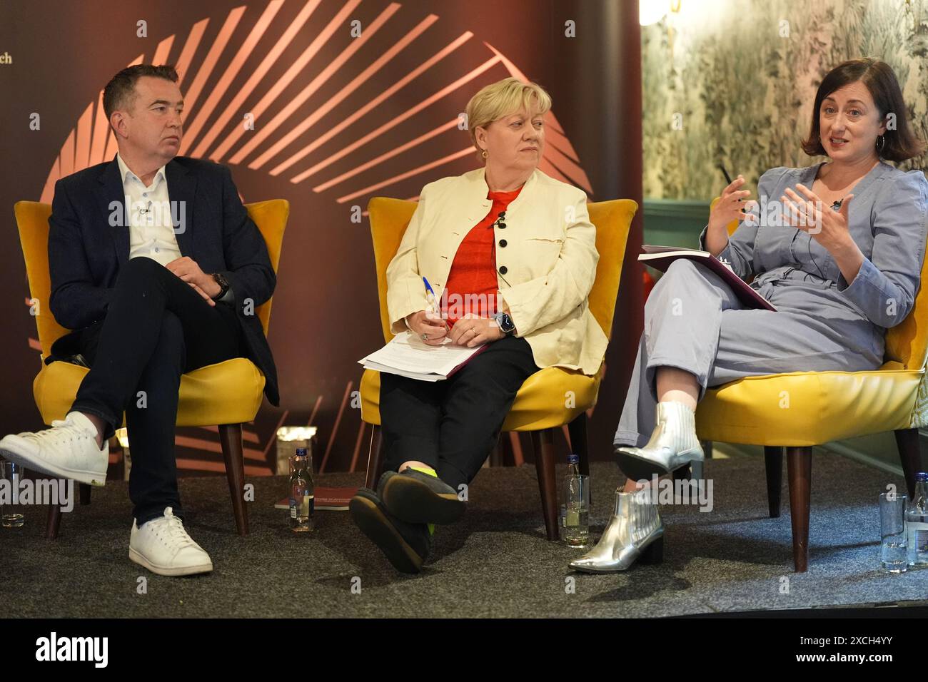L-R Mark Little, ??Prof Colleen Murrell and Susan Daly speaking during ...