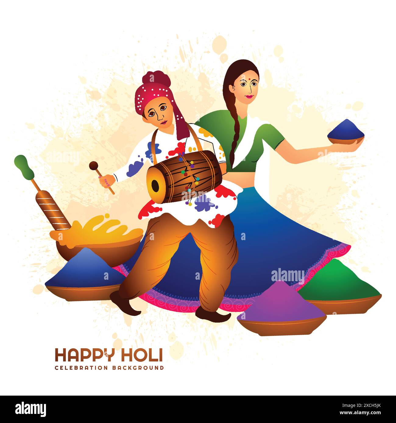 Indian couple holi festival Stock Vector Images - Alamy