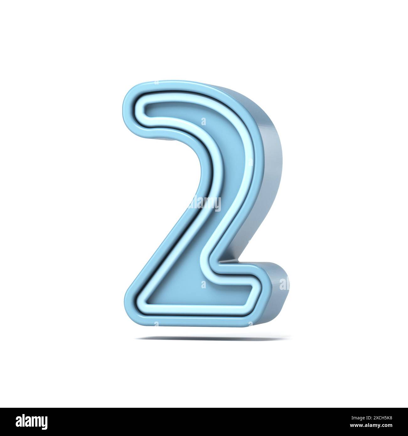 Pastel blue font Number 2 TWO 3D rendering illustration isolated on ...