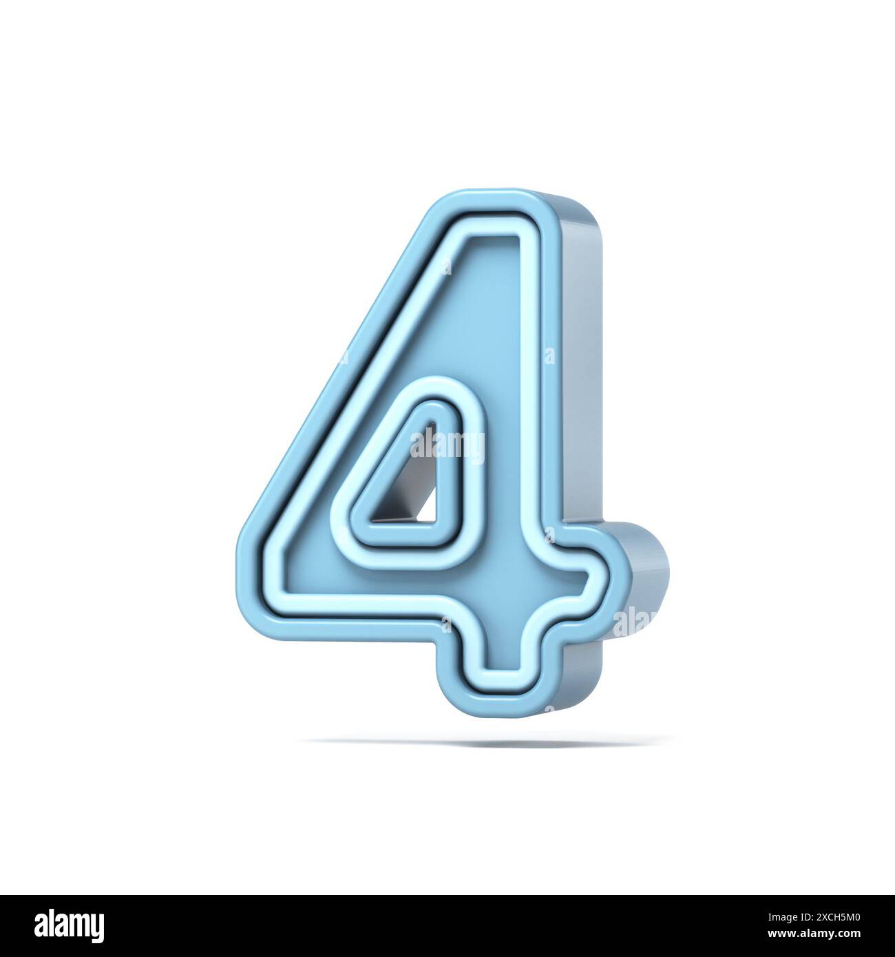 Pastel blue font Number 4 FOUR 3D rendering illustration isolated on ...