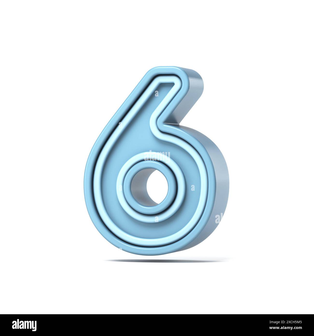Pastel blue font Number 6 SIX 3D rendering illustration isolated on ...