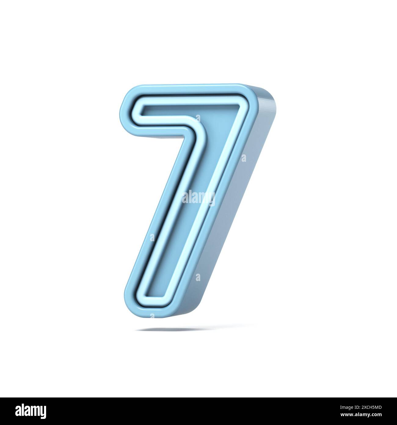 Pastel blue font Number 7 SEVEN 3D rendering illustration isolated on white background Stock ...