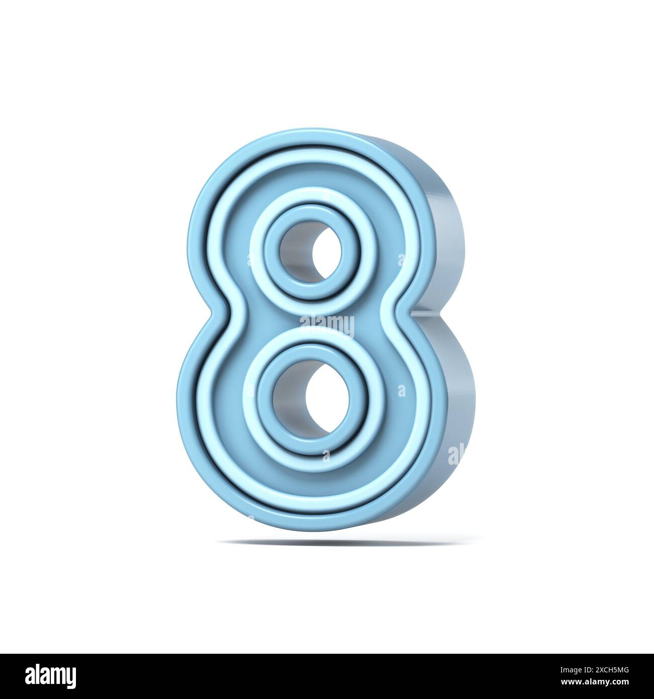 Pastel blue font Number 8 EIGHT 3D rendering illustration isolated on ...