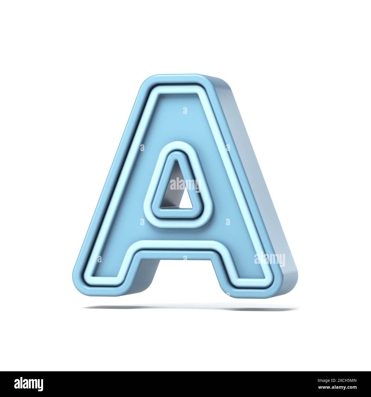 Pastel blue font Letter A 3D rendering illustration isolated on white ...