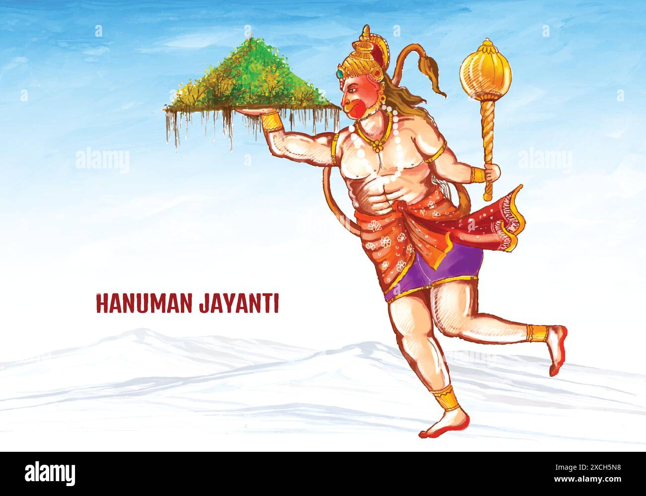 Lord hanuman on religious background for sri hanuman jayanti card ...