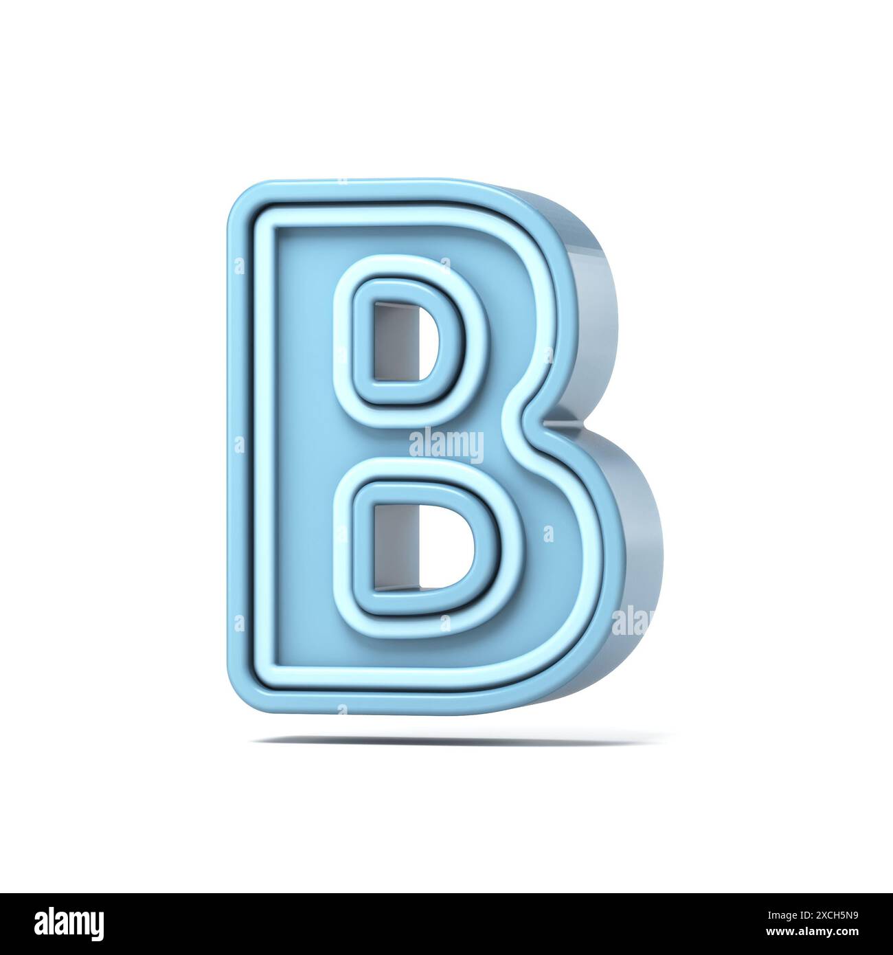 Pastel blue font Letter B 3D rendering illustration isolated on white ...
