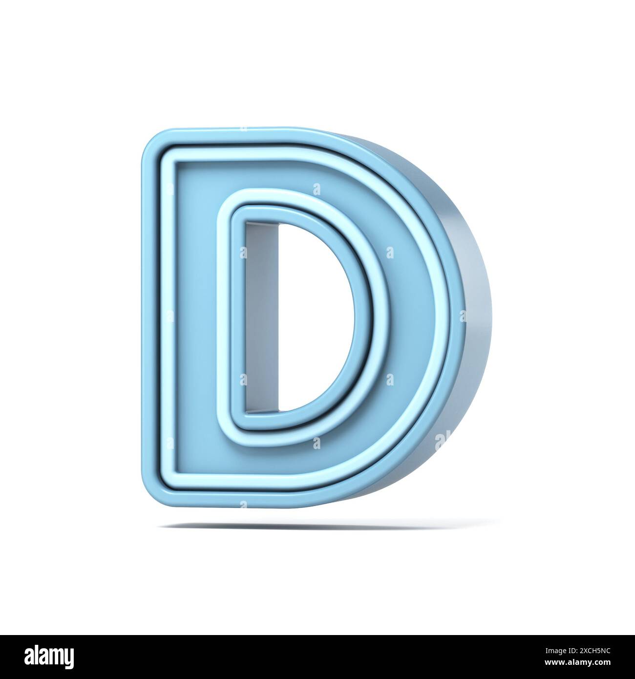 Pastel blue font Letter D 3D rendering illustration isolated on white ...