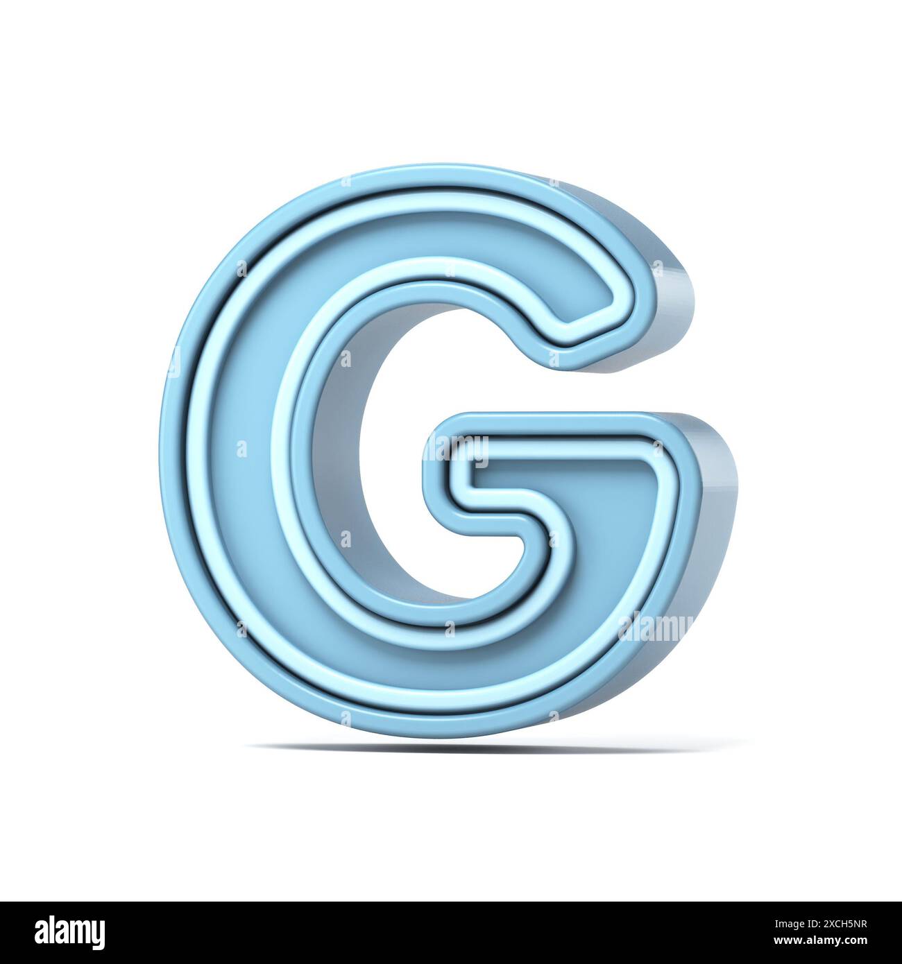 Pastel blue font Letter G 3D rendering illustration isolated on white ...