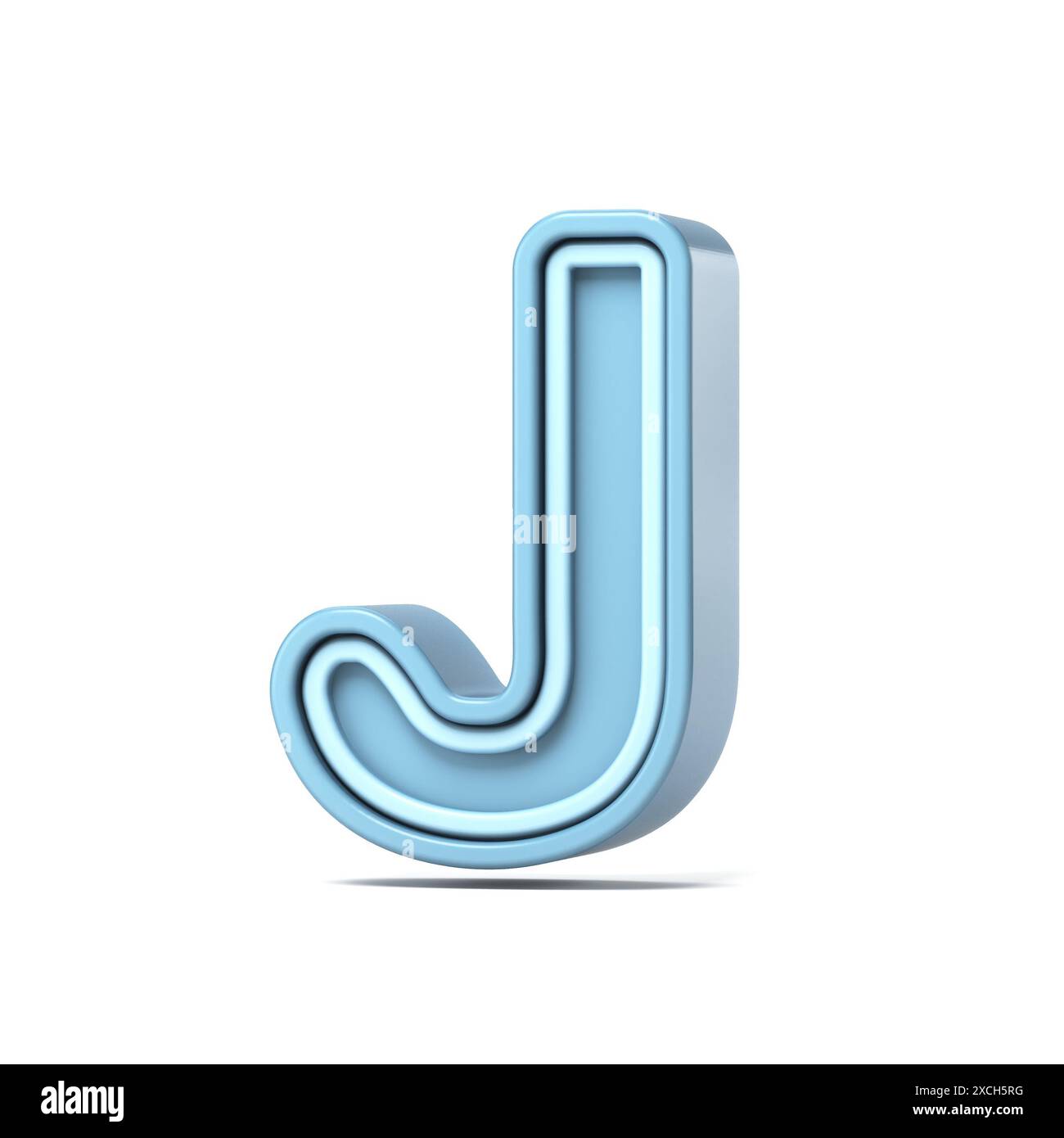 Pastel blue font Letter J 3D rendering illustration isolated on white ...