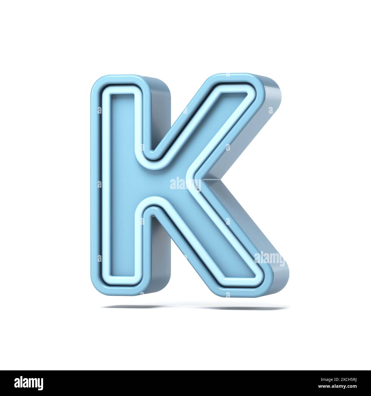 Pastel blue font Letter K 3D rendering illustration isolated on white ...