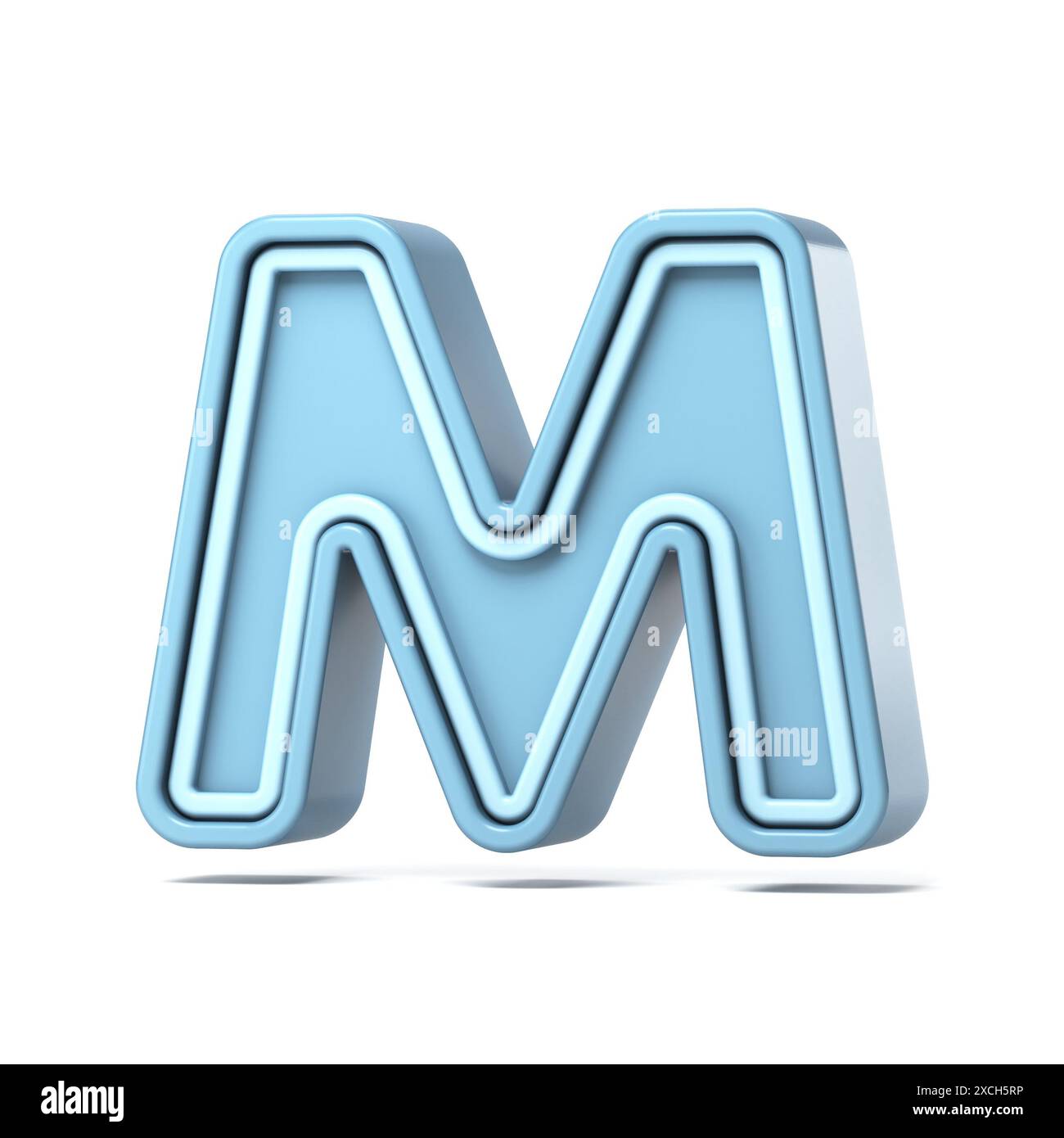 Pastel blue font Letter M 3D rendering illustration isolated on white ...