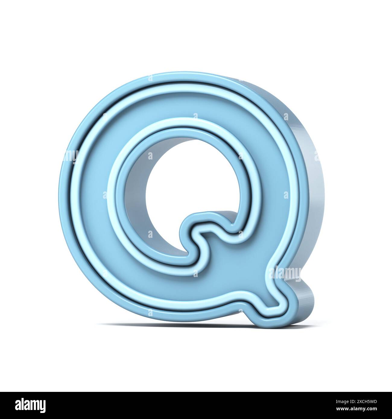 Pastel blue font Letter Q 3D rendering illustration isolated on white ...