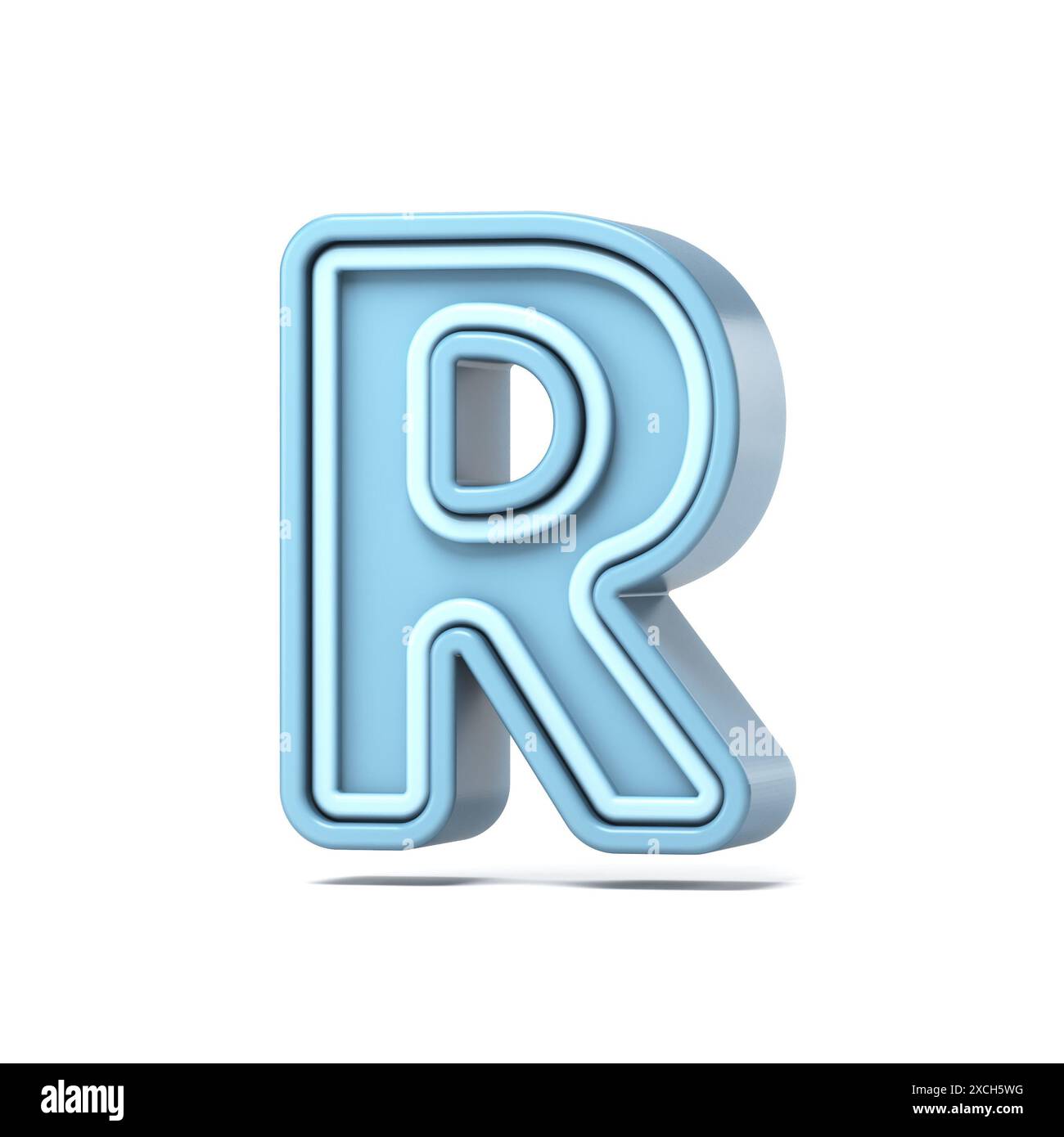 Pastel blue font Letter R 3D rendering illustration isolated on white ...
