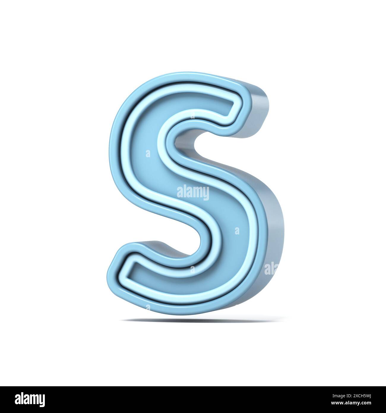 Pastel blue font Letter S 3D rendering illustration isolated on white ...