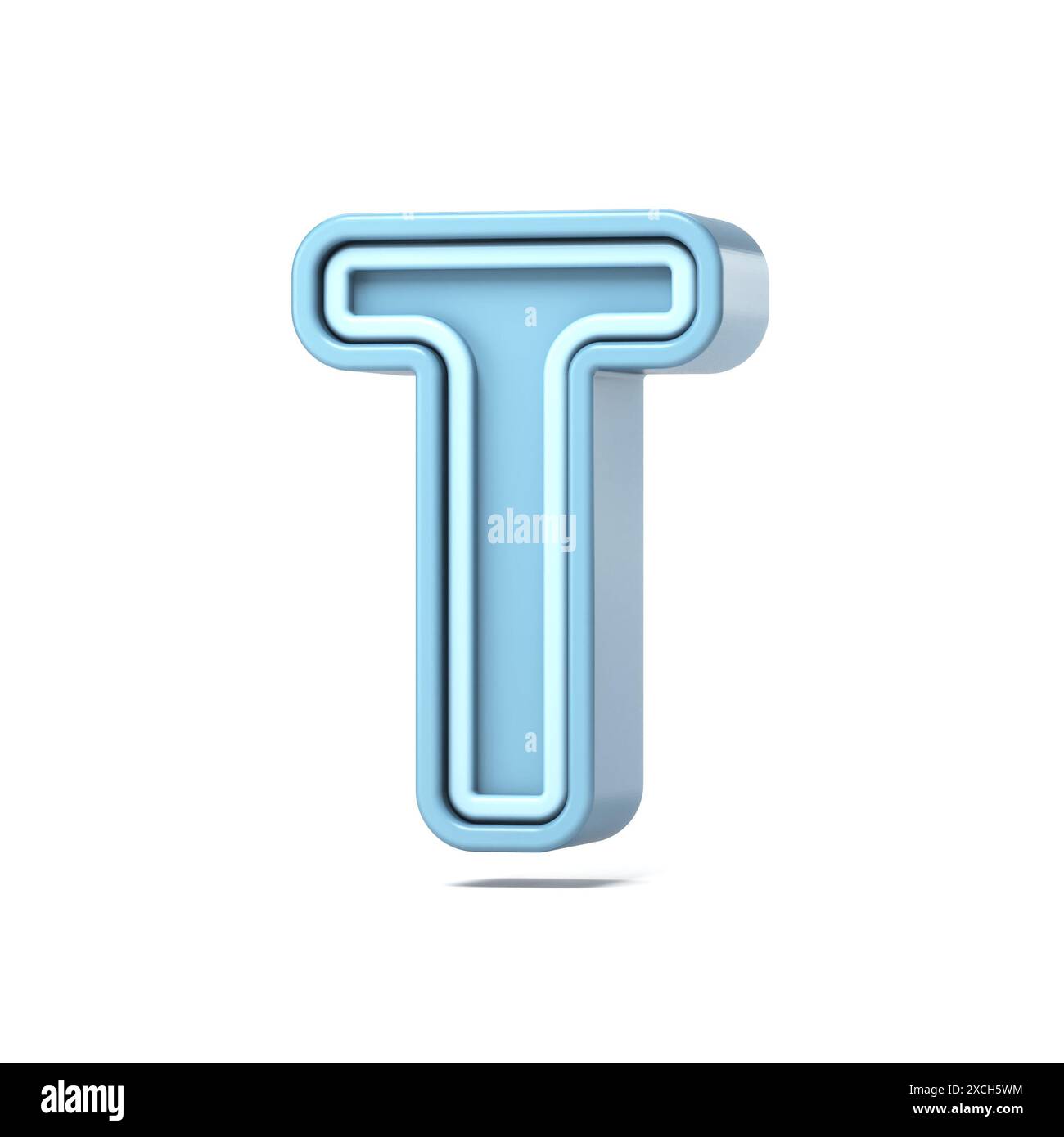 Pastel blue font Letter T 3D rendering illustration isolated on white ...