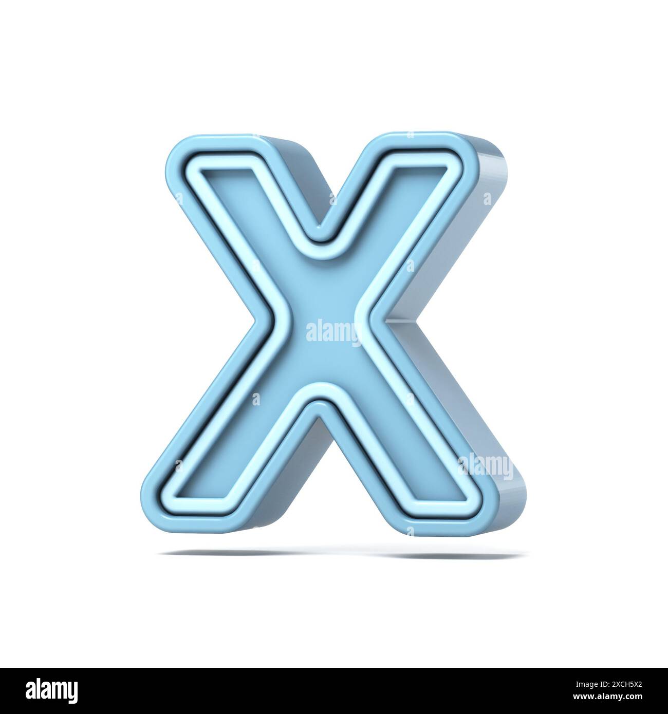 Pastel blue font Letter X 3D rendering illustration isolated on white ...