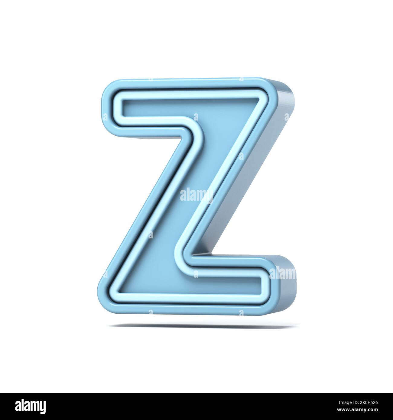 Pastel blue font Letter Z 3D rendering illustration isolated on white ...