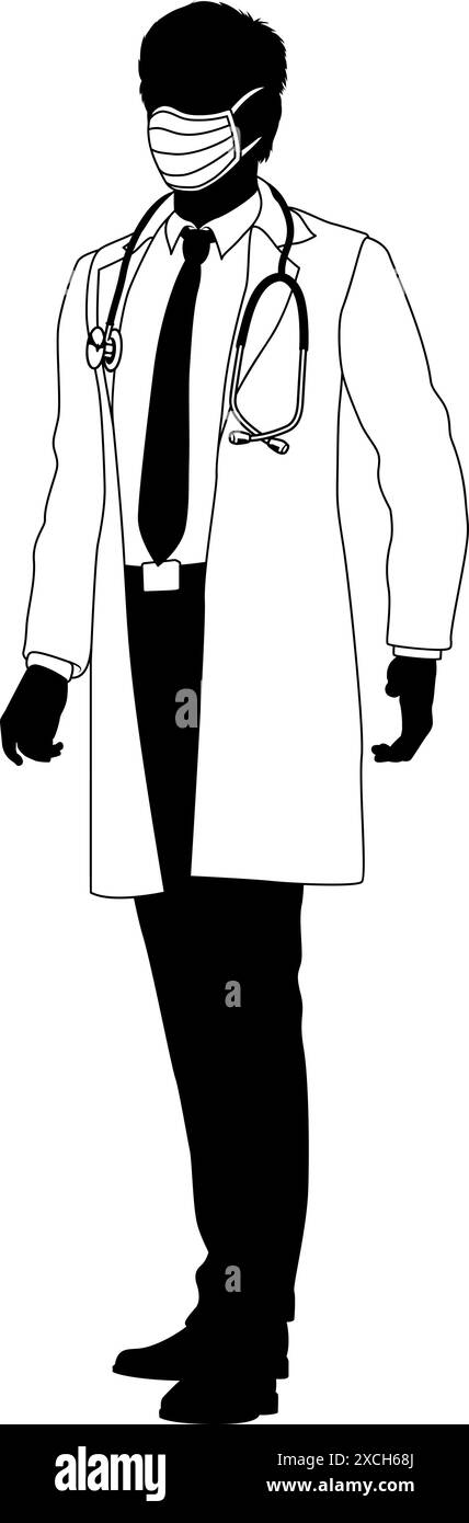 Doctor Man Medical Silhouette Healthcare Person Stock Vector Image ...