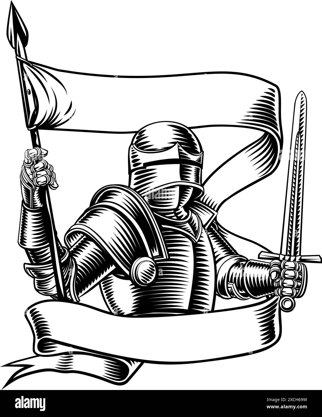 Knight With Banner Battle Flag Standard Ribbon Stock Vector Image & Art ...
