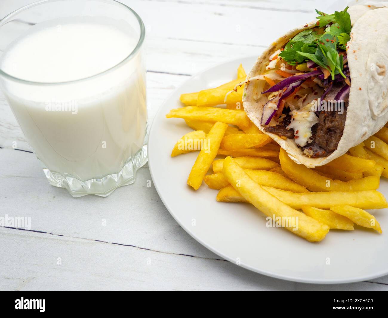 arabic dish shawarma and french fries Stock Photo - Alamy