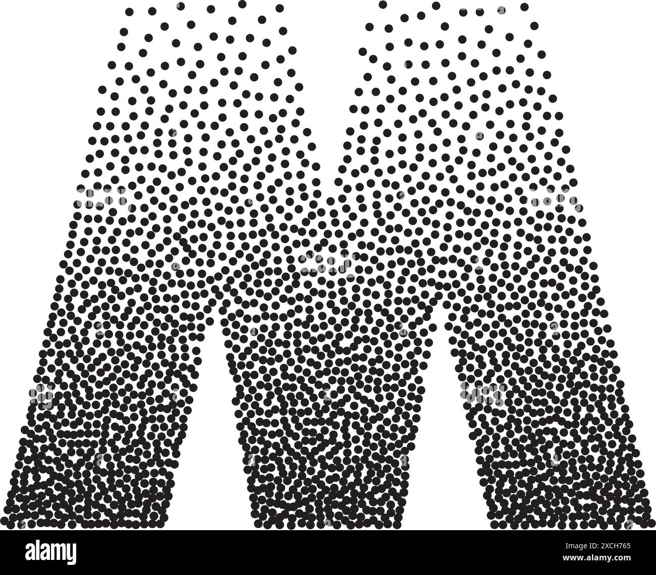 Halftone gradient grain letter M. Vector stipple dotted textured font ...