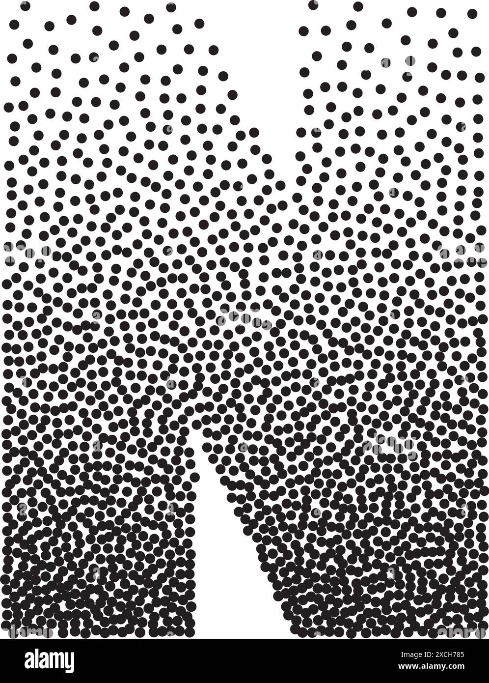 Halftone gradient grain letter N. Vector stipple dotted textured font ...