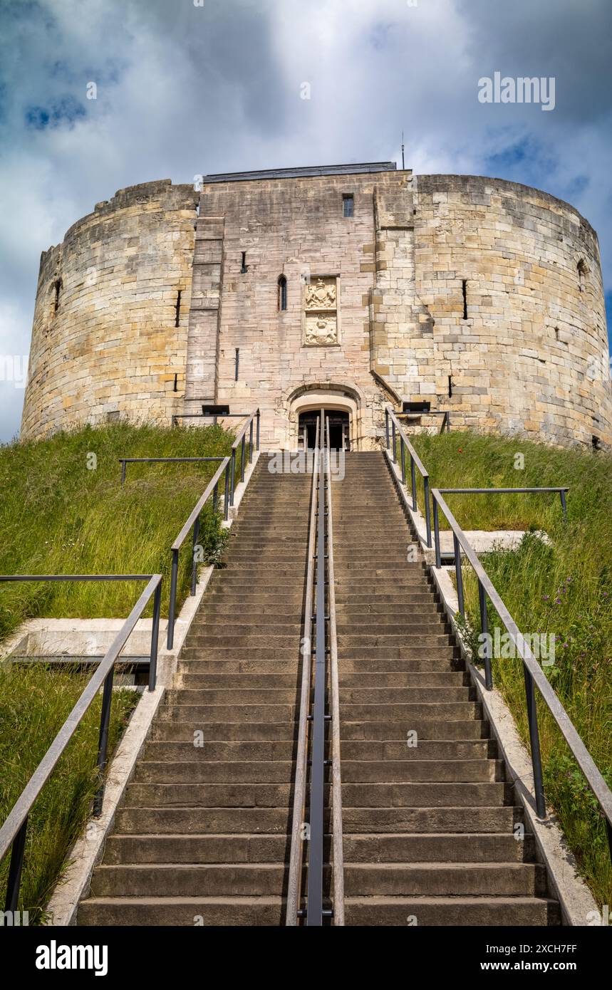 Steps leading up to Clifford's Tower in York, North Yorkshire, UK, an ...