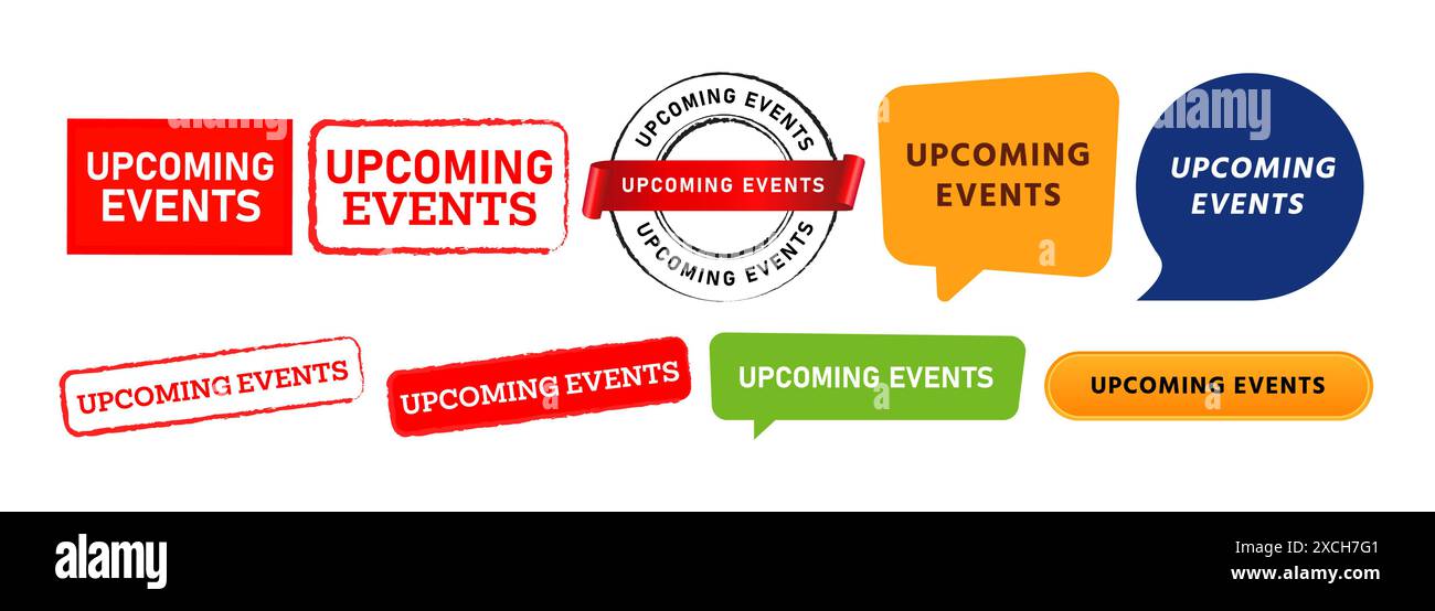 stamp and speech bubble upcoming event labels ticker for reminder ...