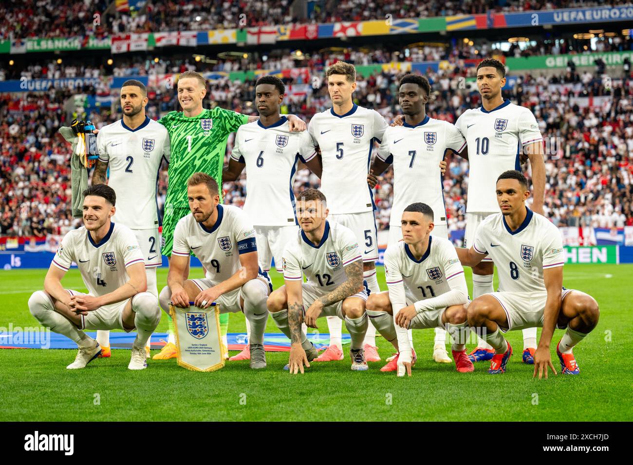 Gelsenkirchen, Germany. 16th, June 2024. The starting-11 of England for ...