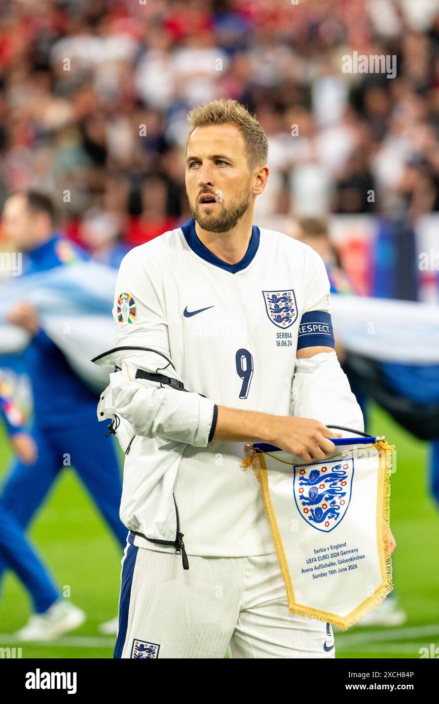 Gelsenkirchen, Germany. 16th, June 2024. Harry Kane (9) of England seen ...