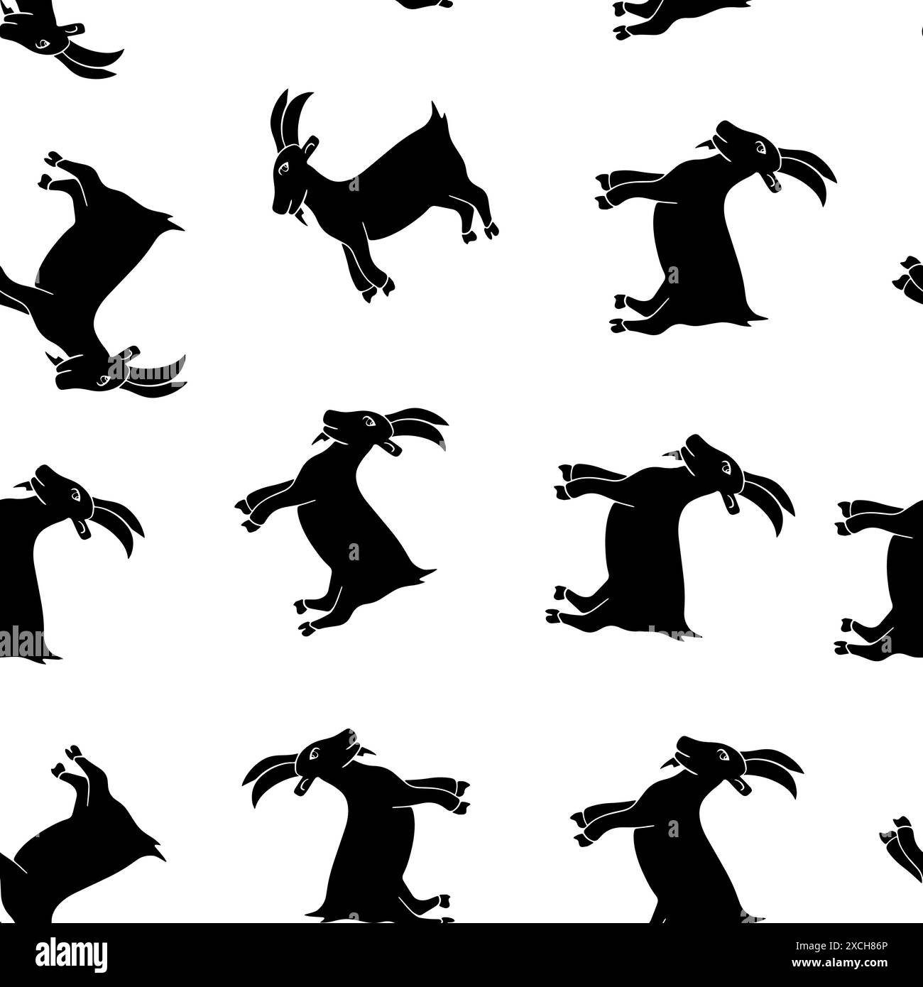 Vector isolated illustration of pattern with goats.Black and white pattern with animals Stock ...